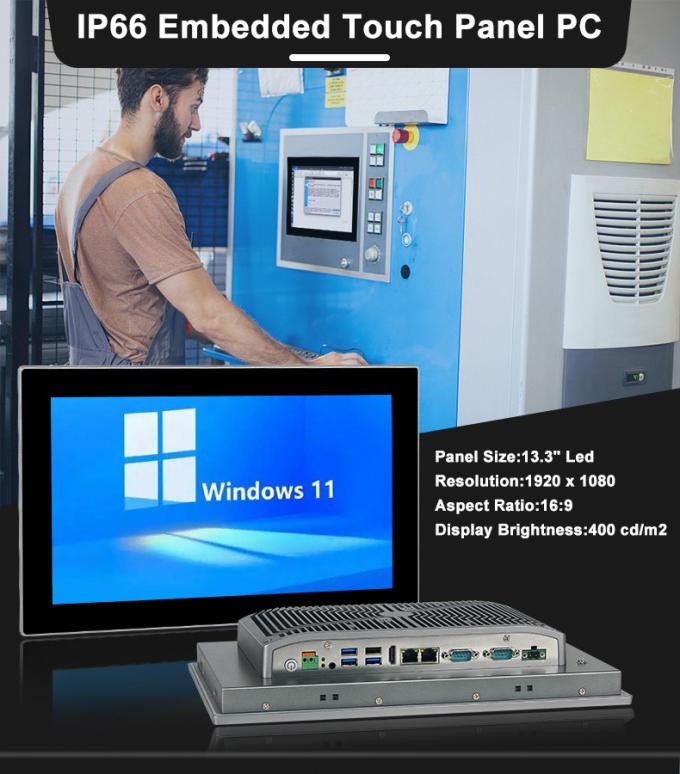 Windows 11 HMI Panel PC Waterproof IP65 Fanless Wall Mounted / Embedded ...
