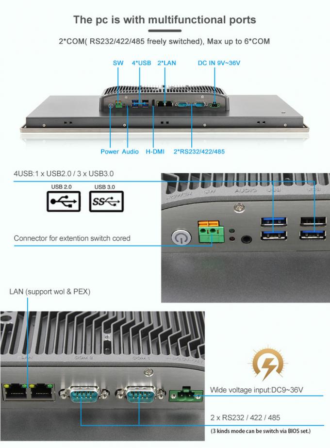 24 Inch Touch Screen Computer I5-8265U Windows 11 RS485 RS232