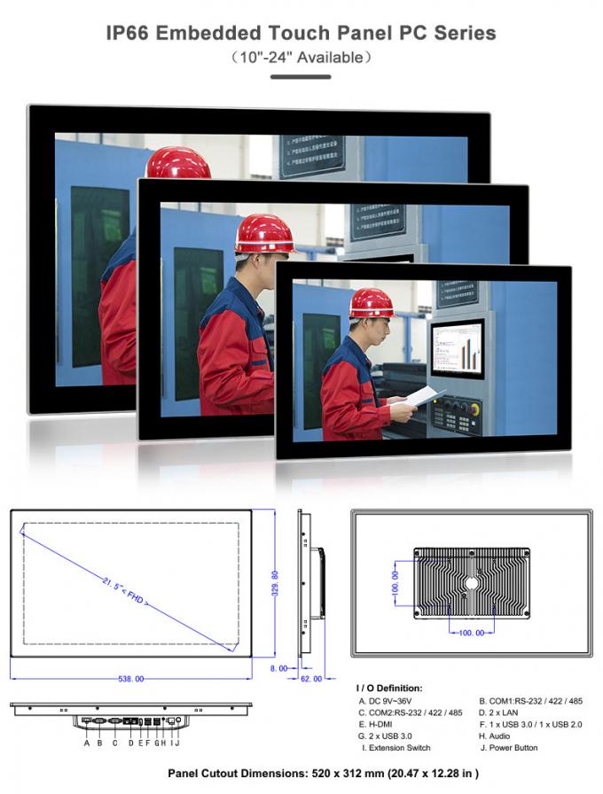 21.5 Inch HMI Touch Screen Panel Windows 10 IOT 8th Gen I5 Industrial ...