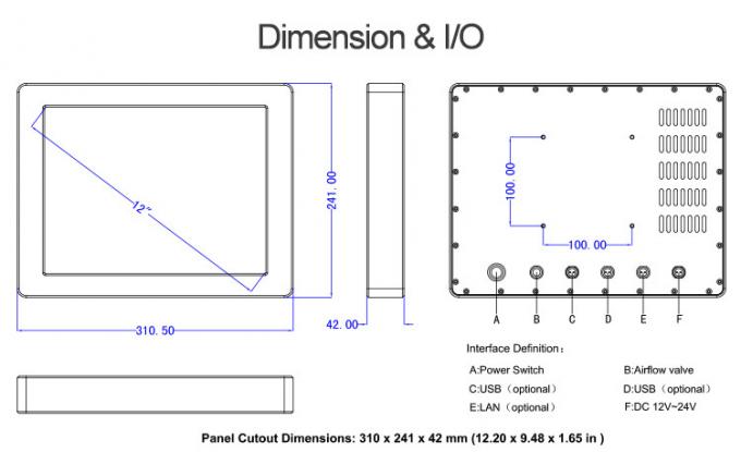 IP66 windows x86 fanless hmi panel pc / industrial touch panel pc